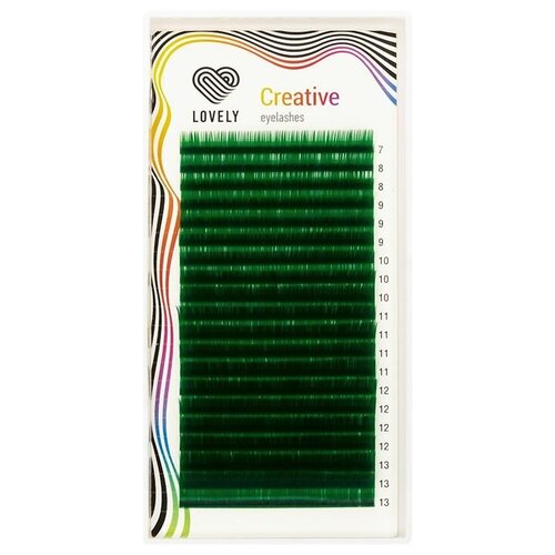 Ресницы Цветные Lovely, Зеленые, C, 0.07, 7-13 mm, 20 линий