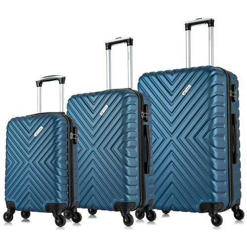 Комплект чемоданов L'case New Delhi, 3 шт., 93 л, размер S/M/L, синий