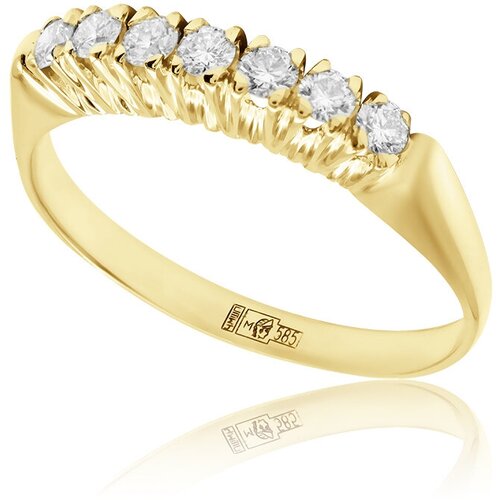 Кольцо помолвочное 1RBC, желтое золото, 585 проба, бриллиант, размер 15.75, бесцветный