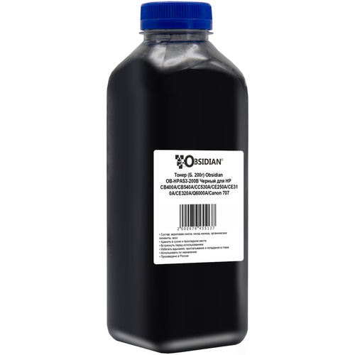 Тонер (Б. 200г) Obsidian OB-HPAS3-200B Черный для HP CB400A/CB540A/CC530A/CE250A/CE310A/CE320A/Q6000A/Canon 707