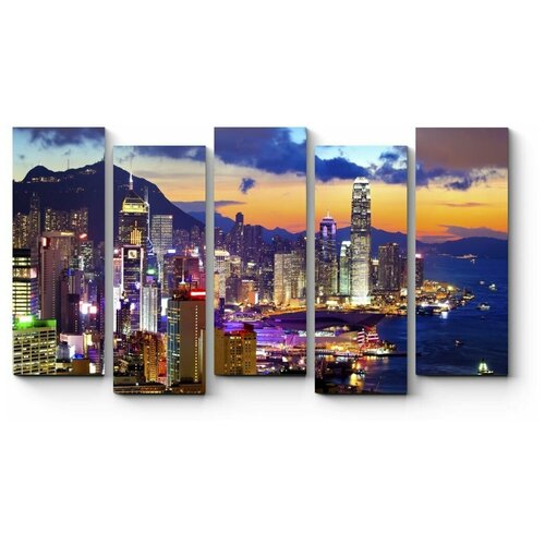 Модульная картина Красочный Гонконг в лучах закатного солнца 220x127