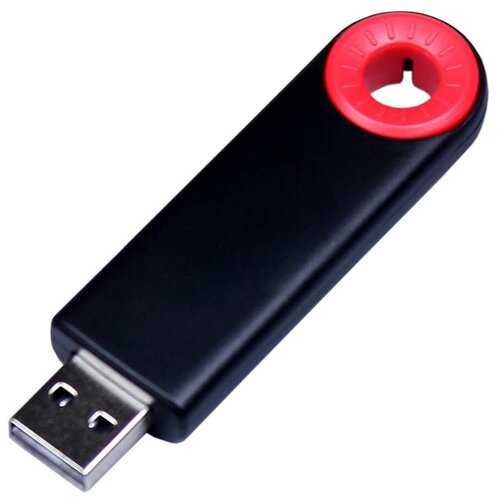 Классическая черная выдвижная пластиковая флешка с круглым отверстием (32 Гб / GB USB 3.0 Красный/Red 035BK)
