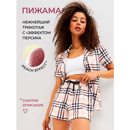 Пижама  PYJAMAS, размер S, бежевый, черный