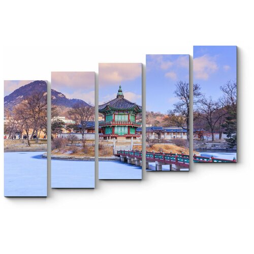 Модульная картина Кёнбоккун тихим зимним днем, Сеул 170x119