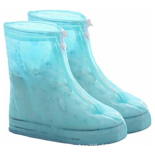 Бахилы многоразовые для обуви, цвет бирюзовый, размер 30-31 (XXS) защита от воды, дождевик для обуви, чехлы на замке