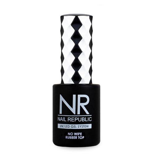 Nail Republic Верхнее покрытие No Wipe Rubber Top, прозрачный, 15 мл