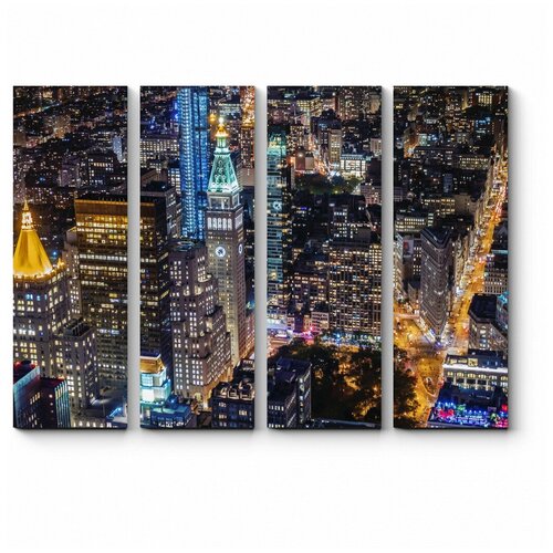 Модульная картина Вид на ночной Нью-Йорк 120x90