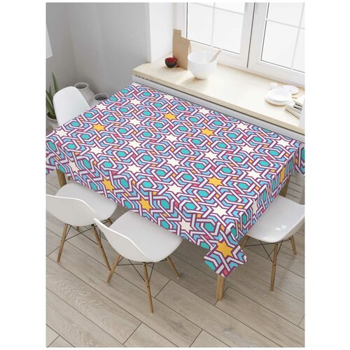 Скатерть прямоугольная JoyArty на кухонный стол "Геометрические узоры со звездами" из оксфорда, 120x145 см
