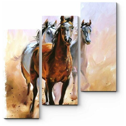 Модульная картина Трио бегущих по пустыне 140x149