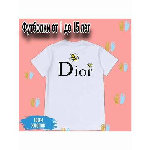Футболка Zerosell Dior Диор пчелки надпись, размер 3 года, белый