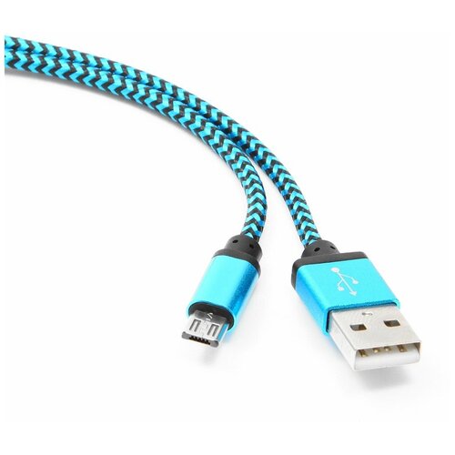 Кабель USB 2.0 Cablexpert CC-mUSB2bl1m, AM/microBM 5P, 1м, нейлоновая оплетка, алюминиевые разъемы, синий, пакет