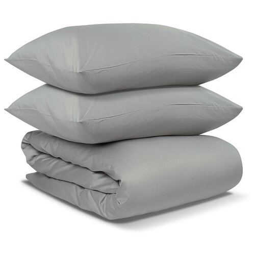 Комплект постельного белья двуспальный из сатина светло-серого цвета из коллекции Essential, Tkano, TK19-DC0018