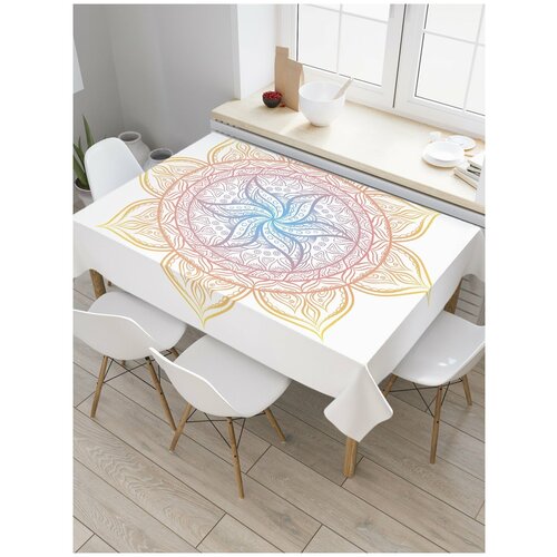 Скатерть прямоугольная JoyArty на кухонный стол "Цветочная мандала" из оксфорда, 180x145 см