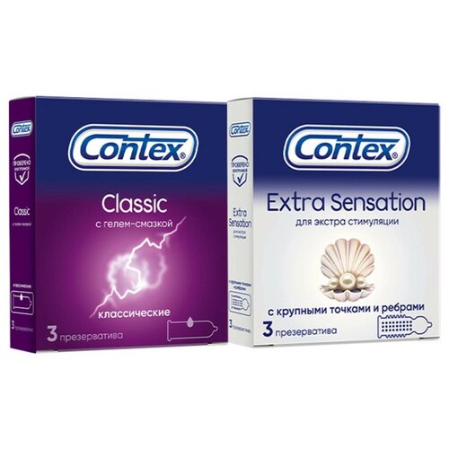Контекс набор, Презервативы Classic 3 шт. + Extra Sensation 3 шт.