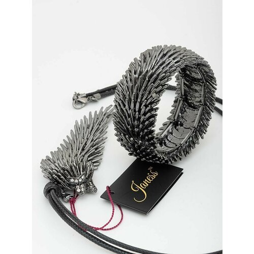 Комплект бижутерии Janess "Ехидна": браслет, подвеска, черный