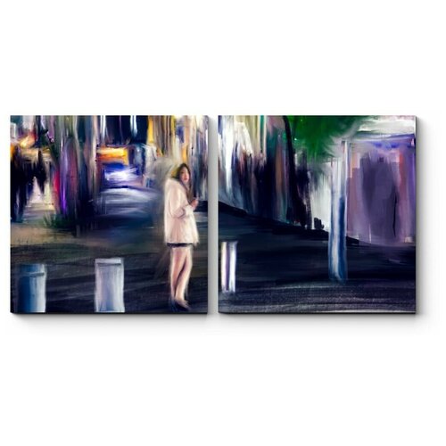 Модульная картина Девушка на улице вечернего Токио 200x100