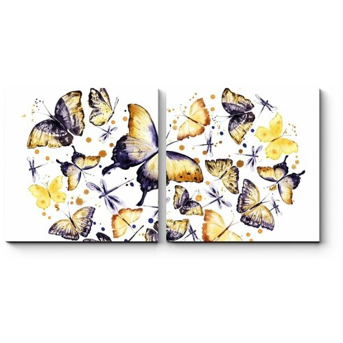Модульная картина Винтажные бабочки 170x85