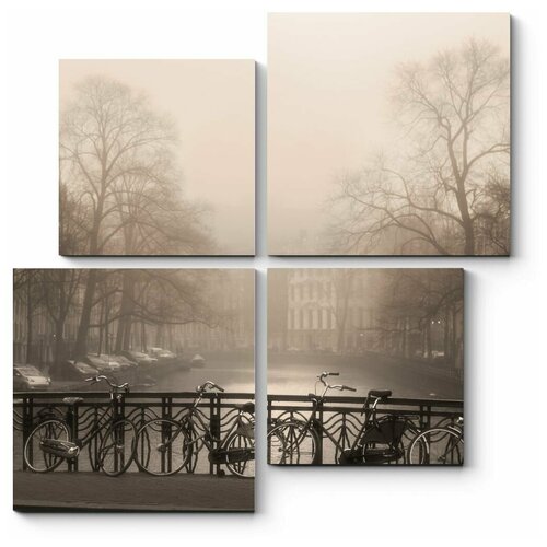 Модульная картина Великолепный Амстердам туманным полднем 110x110