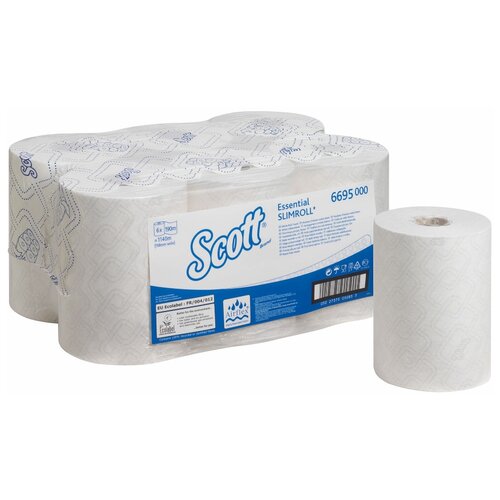Полотенца бумажные Scott Essential белые однослойные 6695 6 рул., без запаха
