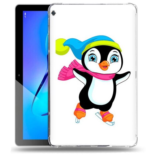 Чехол задняя-панель-накладка-бампер MyPads пингвин на коньках для Huawei MediaPad M3 Lite 10 Wi-Fi/ LTE (BAH-AL00/W09) противоударный