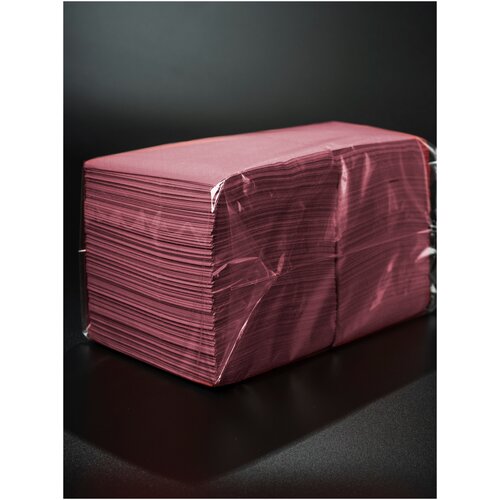 Салфетки бумажные ZELPAPER 24х24 бордовые, однослойные, 400 шт, 100% целлюлоза