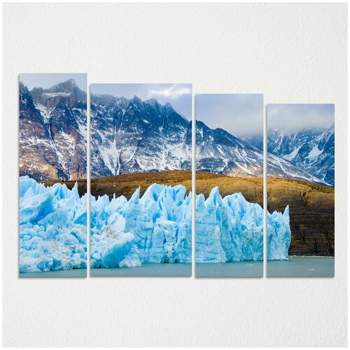 Модульная картина на Стекле - "Ледник, Таяние льдов", размер 120х80 см