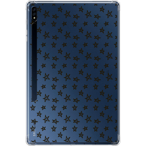 Противоударный силиконовый чехол для планшета Samsung Galaxy Tab S7 Plus/S8 Plus 12.4 Черные звезды геометрия