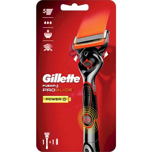 Gillette Fusion5 ProGlide Power мужская бритва, 1 кассета, с 5 лезвиями, с технологией Flexball, с успокаивающими микроимпульсами