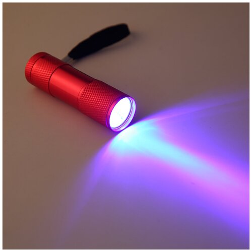 Ультрафиолетовый фонарик 395nm 9LED для обнаружения органики и сушки лака и клея (красный)