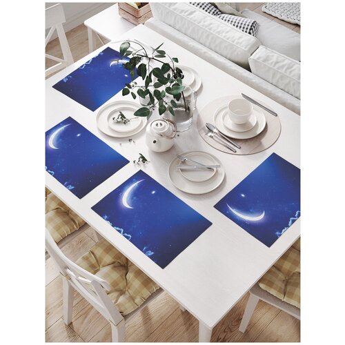 Комплект салфеток JoyArty "Молодой месяц над облаками" для сервировки стола (32х46 см, 4 шт.)