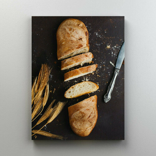 Интерьерная картина на холсте "Выпечка - свежий хлеб", размер 45x60 см