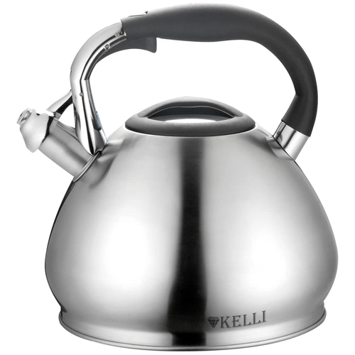 Kelli Чайник со свистком KL-4328 4.5 л, 4.5 л, серебристый/черный