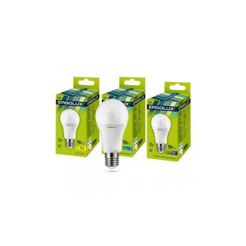 Светодиодная LED лампа Ergolux ЛОН A60 E27 17W(1615lm 270°) 3000K 2K матовая 120x60 пластик/алюм. LED-A60-17W-E27-3K (упаковка 12 штук)