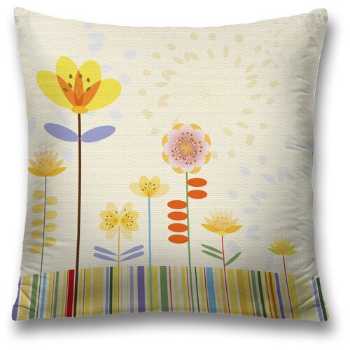 Наволочка декоративная на молнии, чехол на подушку JoyArty "Примитивные цветы" 45х45 см