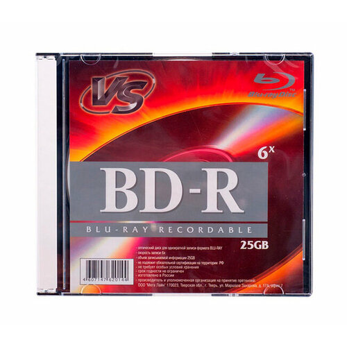 Диск VS BD-R 25 GB 6x Slim, 1шт