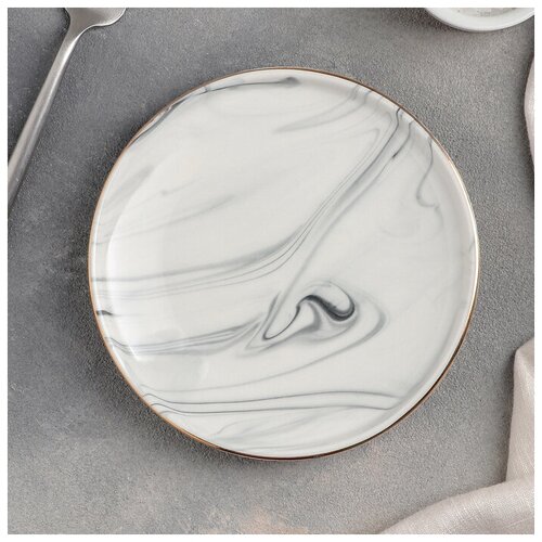 Тарелка обеденная Мрамор, 15 см, цвет серый