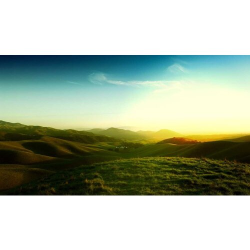 Картина на холсте 60x110 Альянс Лес "Холмы утро рассвет калифорния" на подрамнике / интерьер/ декор