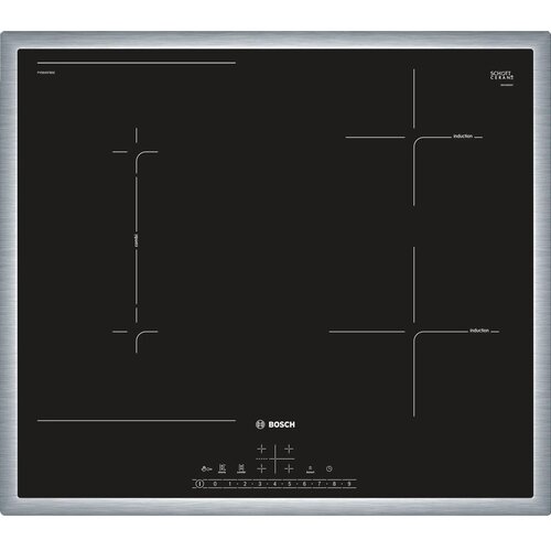 Индукционная варочная панель BOSCH PVS645FB5E, цвет панели черный, цвет рамки серебристый