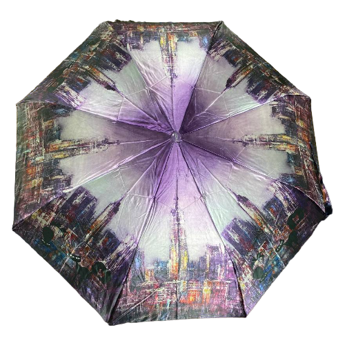 Смарт-зонт GALAXY OF UMBRELLAS, автомат, 3 сложения, купол 105 см, 9 спиц, чехол в комплекте, для женщин, фиолетовый