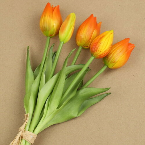 EDG Силиконовые цветы Тюльпаны Parateo 5 шт, 26 см оранжевые 216001,26