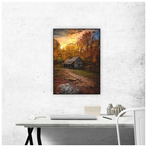 Постер Осень, дом в лесу 50х70 см в тубусе ПолиЦентр