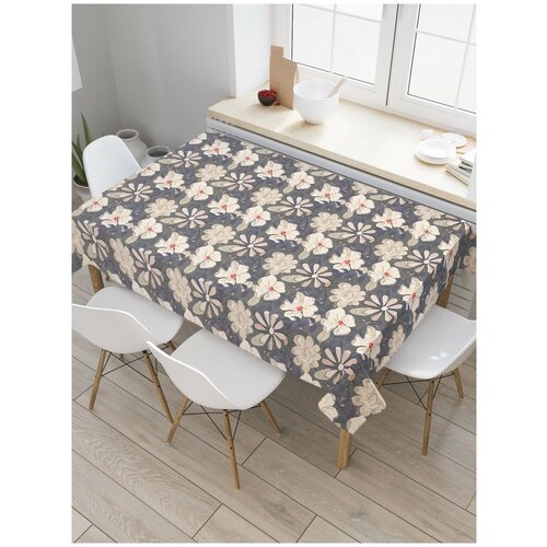 Скатерть прямоугольная JoyArty на кухонный стол "Винтаж цветов" из оксфорда, 120x145 см