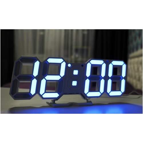 Электронные настольные настенные часы с календарем, термометром и функцией будильника с синей подсветкой