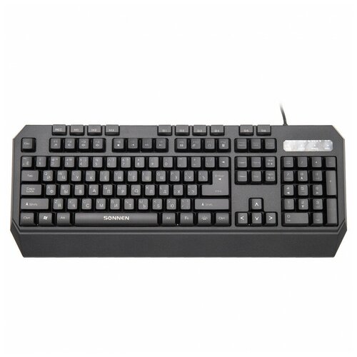 Клавиатура проводная игровая SONNEN KB-7700, USB, 104 клавиши + 10 программируемых клавиш, RGB, черная, 513512, 513512