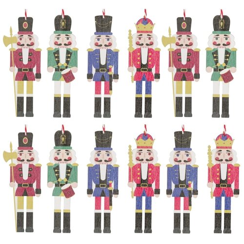Набор новогодних елочных деревянных игрушек Солдатики 12 шт.