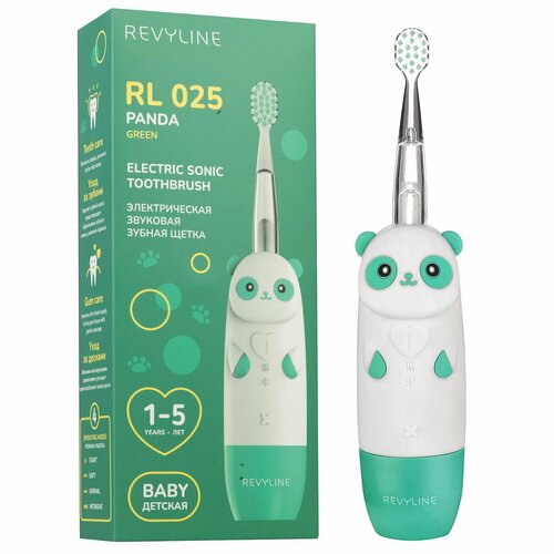Электрическая звуковая зубная щётка для детей, Revyline RL 025 PANDA, 1-5 лет