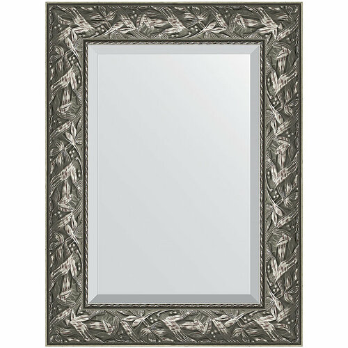 Зеркало Evoform Exclusive 79х59 BY 3390 с фацетом в багетной раме - Византия серебро 99 мм