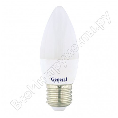 (10шт)Лампочка светодиодная 8Вт свеча 6500К General 638700 GLDEN-CF-8-230-E27-6500