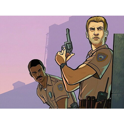 Плакат, постер на холсте Grand Theft Auto/игровые/игра/компьютерные герои персонажи. Размер 30 х 42 см