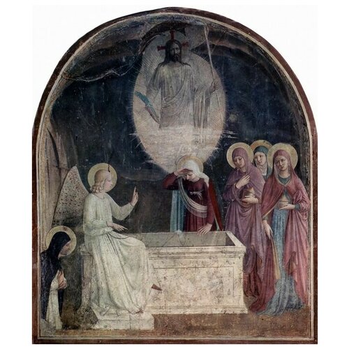 Репродукция на холсте Мария у могилы Христа (The Three Marys at the Tomb of Christ) Фра Беато Анджелико 30см. x 36см.